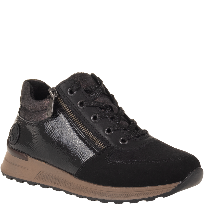 Rieker N1407-00 czarne półbuty damskie - komfort i styl